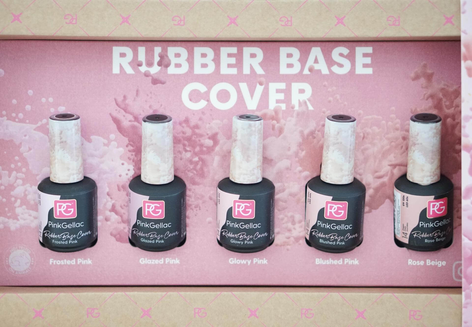 Pink Gellac Rubber Base Cover swatches - BeautyOpinie